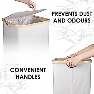 zzolee - Laundry Basket 140L with Lid, Extra Large Laundry Hamper with 3 Removable Liners (3 Compartments), Holds Up to A Week's Worth of Clothes for Family, 22x15x26 inch (Beige)