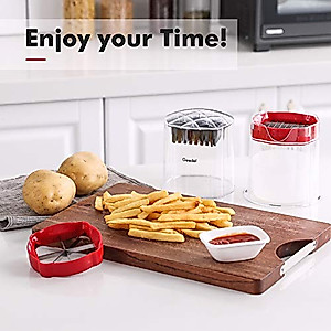 French Fry Cutter, Professional Home Style Potato Cutter Fry Cutter Onion Chopper Apple Slicer Corer Great for Potatoes Carrots Cucumbers 2 Blades
