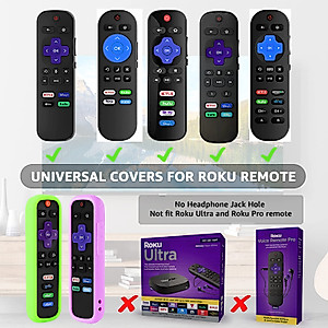(3Pack) ONEBOM Cover for Roku Remote, Cover for Hisense/TCL Roku TV Steaming Stick/Express Universal Replacement Controller Silicone Sleeve Skin Glow in The Dark(Only Green&Blue Can Glow