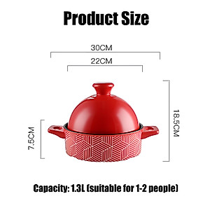 Xgxoz Ceramic Tajine Cooking Pot Ceramic Pots, Tajine Cooking Pot with Lid, Stew Casserole Slow Cooker for Home Kitchen