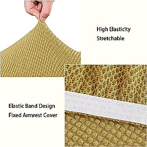 2 PCS Sofa Armrest Covers, Jacquard Stretch Armrest Covers, Non Slip Furniture Protector, Durable Chair Arm Protectors for Sofa, Armchair, Couches, Recliner