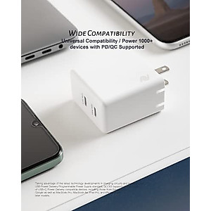 Powerland USB C GaN Charger 33W Usmile33 Ultra-Thin, PD PPS Fast Charger Adapter Compatible with iPhone 14/13/12,Pixel,Galaxy,iPad/iPad Mini,Galaxy S Series, MacBook Pro/Air and More (with Cable)