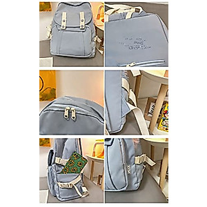 Aesthetic Backpack with Bear Plushies Gentle Light Colored Backpack for School Teen Girls Cute Accessories Backpack (Baby Purple)