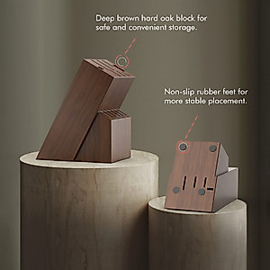 Enfmay Knife Set, 8 Pieces High Carbon Kitchen Knife Set with Block, Stainless Steel Chef Knife Set with Sharpener, Full Tang, Classical style