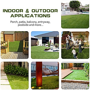 TONAHUTU Artificial Grass Turf Tile, 9 Piece 1'x1' Interlocking Fake Grass Mat Deck Tile Synthetic Grass Turf Green Lawn Carpet for Outdoor Garden Balcony Patio Decor (1.57in Height)