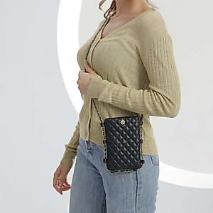 Montana West Small Crossbody Bags for Women Trendy Quilted Cell Phone Purse Chain Wallet Bag MWC-141BK