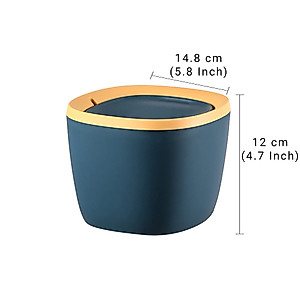 Sheebo Modern Plastic Mini Trash Can with Lid Wastebasket for Bathroom Vanity with 100 Counts Mini Trash Bags, Desktop, Tabletop or Coffee Table - 2 Liter (2pk - Bowl Swing)