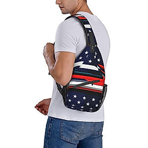 RIMENCH Anti-Theft Crossbody Sling Bag for Men Women Small Backpack One Shoulder Bag Chest Bag Sling Backpack (modern USA American flag pattern)