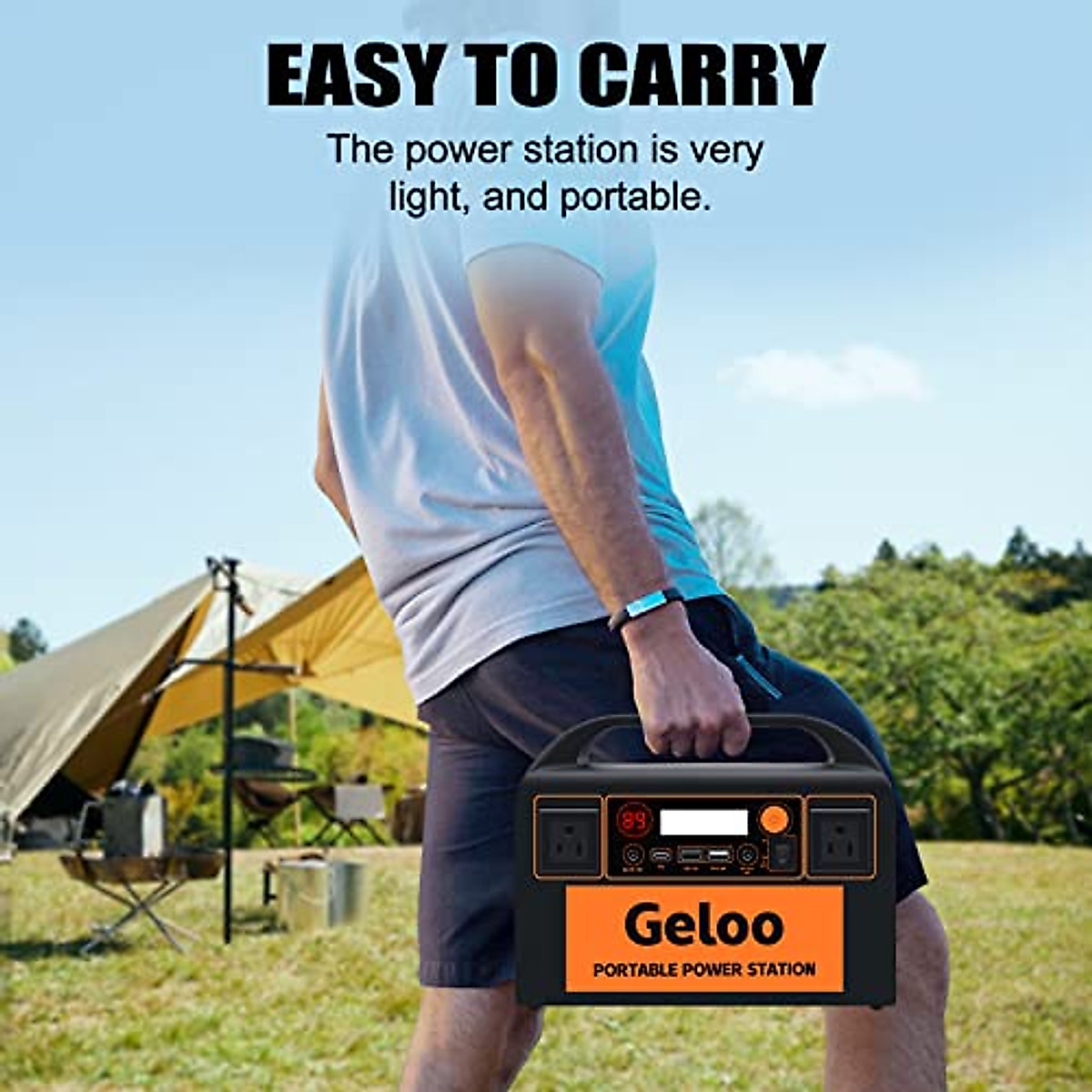 Geloo Portable Power Station 300W, 299Wh Solar Generator for Camping, Portable Solar Power Station 110V/300W AC, USB, PD Output, Portable Generator for Home Outdoor Camping RV Travel