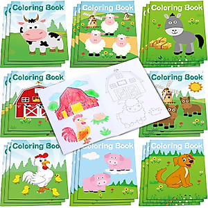 Faccito 24 Pcs Mini Coloring Books,Coloring Books for Kids Bulk Diy Art Drawing Party Favor Set Mini Coloring Activity Books for Farmhouse Animals Toddlers 1-3 Party Favors (Farmhouse)