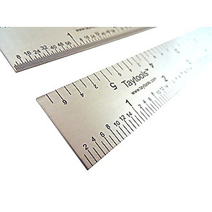 Taytools 6 Inch Rigid Machinist Rule Ruler Hardened Spring Steel 4R Graduations in 1/8, 1/16, 1/32 and 1/64 Inches MRSAE