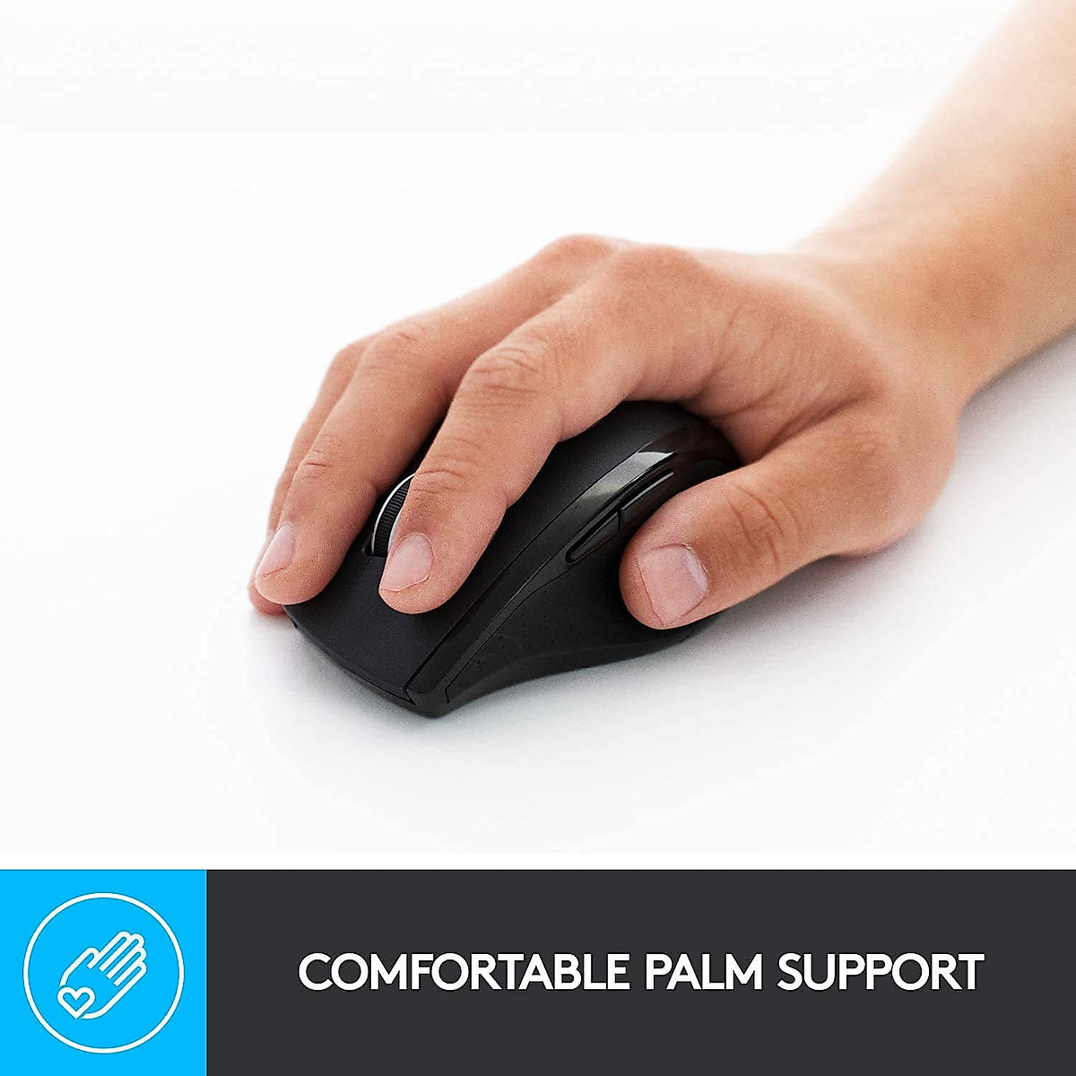 Logitech M705 Wireless Marathon Mouse for PC - Long 3 Year Battery Life, Ergonomic Shape with Hyper-Fast Scrolling and USB Unifying Receiver for Computer and Laptop - Black (Renewed)