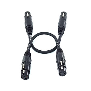 WJSTN Suanqi 3pin XLR Female Microphone Cable XLR to XLR Cables, Female to Female XLR Adapter Cable DMX Cable Patch Cords 2Pack (6in).