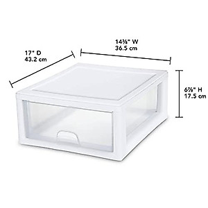 Sterilite 27 Quart (4 Pack) and 16 Quart (6 Pack) Stackable Clear Plastic Storage Drawer Containers for Home and Office Organization, White