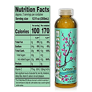 AriZona Green Tea with Ginseng and Honey, 20 Fl Oz (Pack of 24)