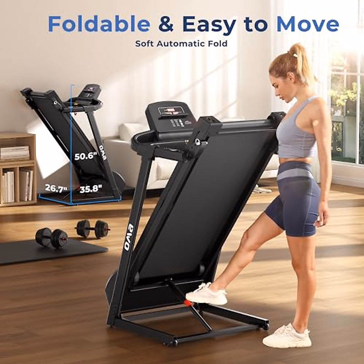 OMA Treadmills for Home Gym, 3.0HP 300lb Capacity, Foldable Treadmill with Incline Ajustable, Larger Deck Free 36 Preset Programs Walking Pad for Jogging Running Dog Treadmill, Model A…