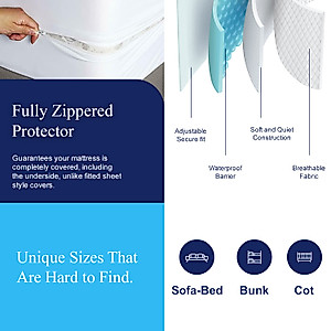 Allersoft| Queen Sleeper Sofa Mattress Cover with Secure Locking Zipper. Creates a Natural Seal On All Sides of Your Pull-Out Sofa Mattress from Liquids, Dust, Pet Dander, Pollen-60x72 (Fits 4-7 Deep)