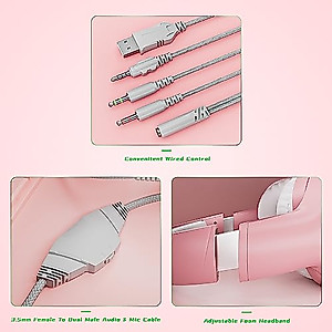 Black Shark Gaming Headset for PS4 PS5 PC Xbox One Switch, Noise Cancelling Wired 3.5mm Gamer Headphones with Microphone, Over Ear, LED Light, Deep Bass Surround Soft Memory Earmuffs for Computer