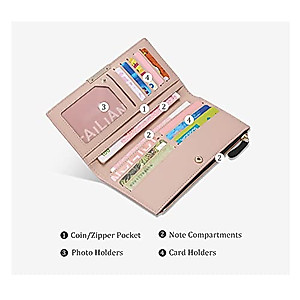 Mokoze Women'S Zipper Magnetic Closure Wallet Clutch Bag Storage Bag Long Bi-Fold With Change Pocket Small Women'S Walle（Black）