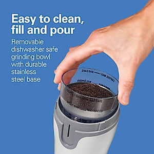 Hamilton Beach Fresh Grind Electric Coffee Grinder for Beans, Spices and More, Stainless Steel Blades, Removable Chamber, Makes up to 12 Cups, White