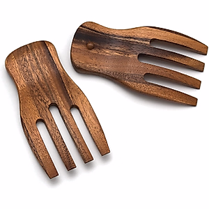 Salad Hands, Set of 2 Acacia Wood Salad Servers, Great for Tossing and Serving Salad, Pasta and More, 7-inch (Acacia Salad Hands)