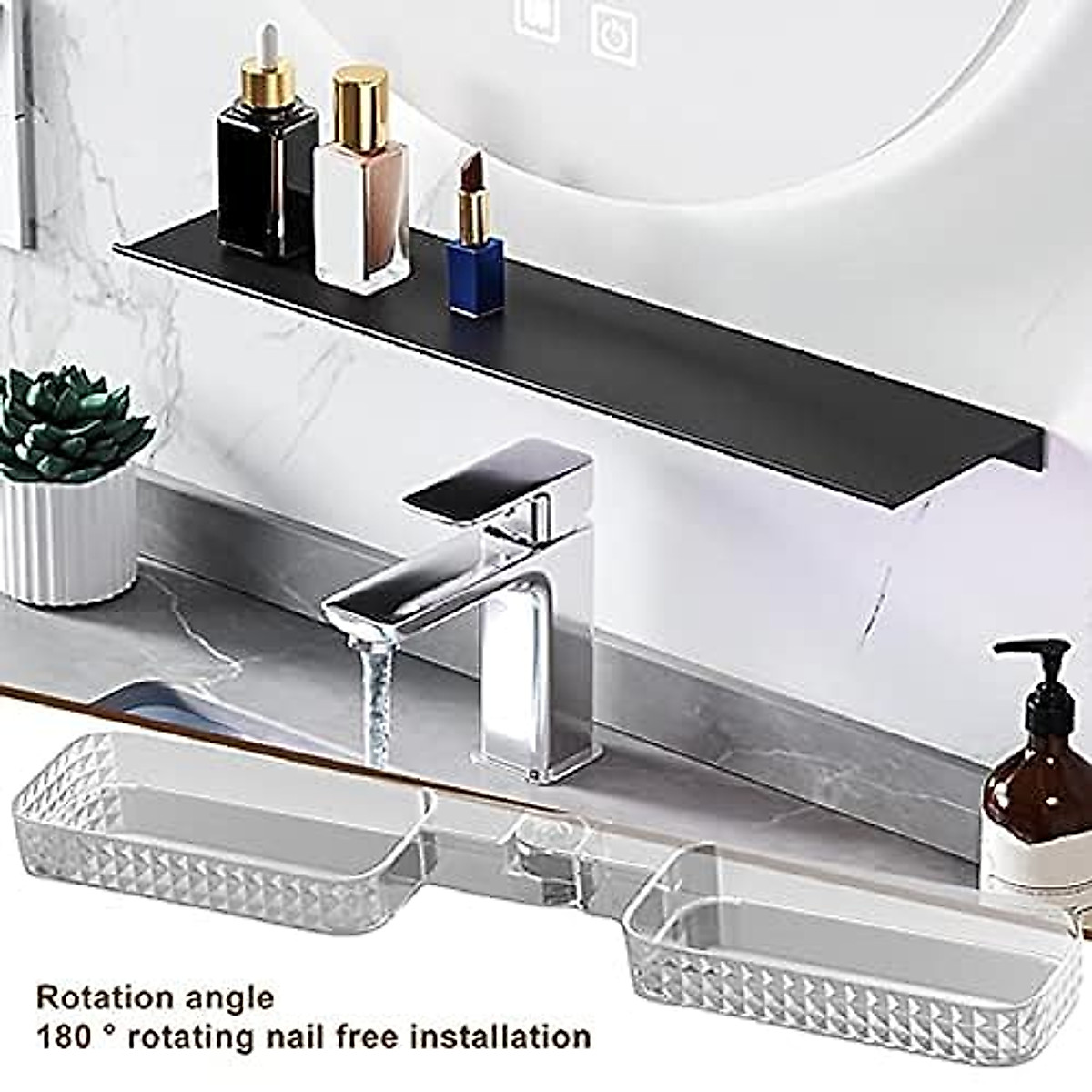 Light Luxury Foldable U-Shaped Shower, U-Shaped Shelf For Bathroom, Multifunctional Wall-mounted U-shaped Rotating Storage Corner Shelf, Punching-Free Storage Rack, Bathroom Shelf