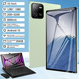 kcavykas Upgrade 2+32g 10.1-Inch Android Tablet Pc HD Ultra-Thin Screen 5g Dual Frequency WiFi Bluetooth Tablet Computer Support 256g Memory Card and Dual Sim Communication (Green)