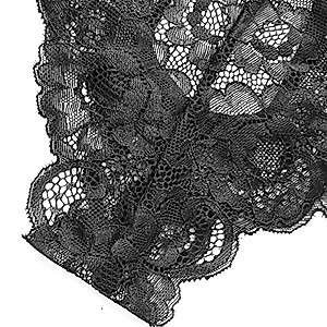 Maiyifu-GJ Womens Deep V Floral Lace Bodysuit One Piece Sexy Halter Babydoll Negligee See Through Backless Teddy Lingerie (Black,3X-Large)