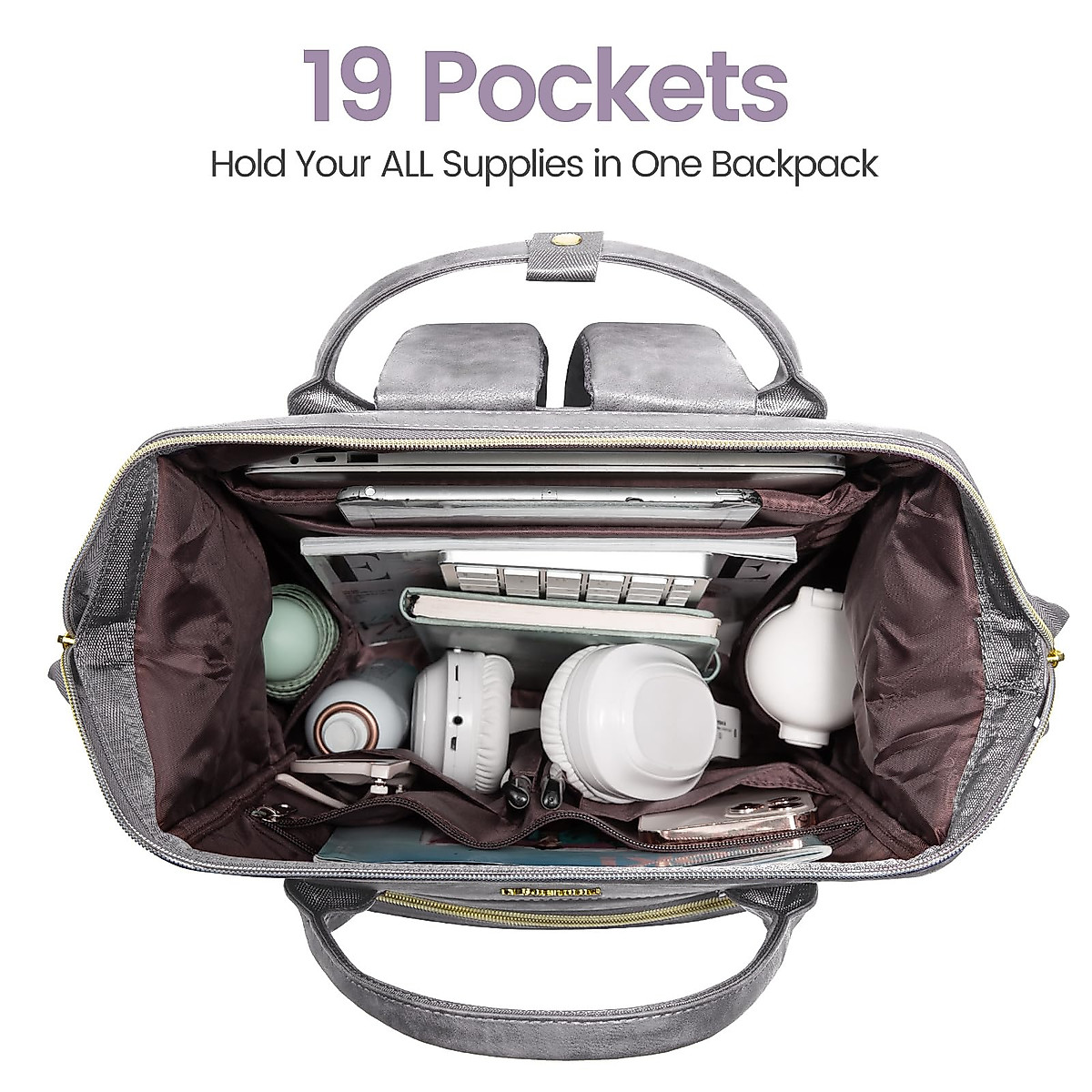 LOVEVOOK Vintage Leather Backpack for Women,15.6 inch Leather Laptop Backpack Women Teacher Nurse Work Travel Backpack Computer Laptop Bags,Professional Backpack Purse Carry On Backpack,Tile Violet