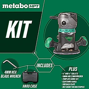 Metabo HPT Router Kit | Fixed/Plunge Base | Variable Speed | 11 Amp Motor | 2-1/4 Peak HP | KM12VC