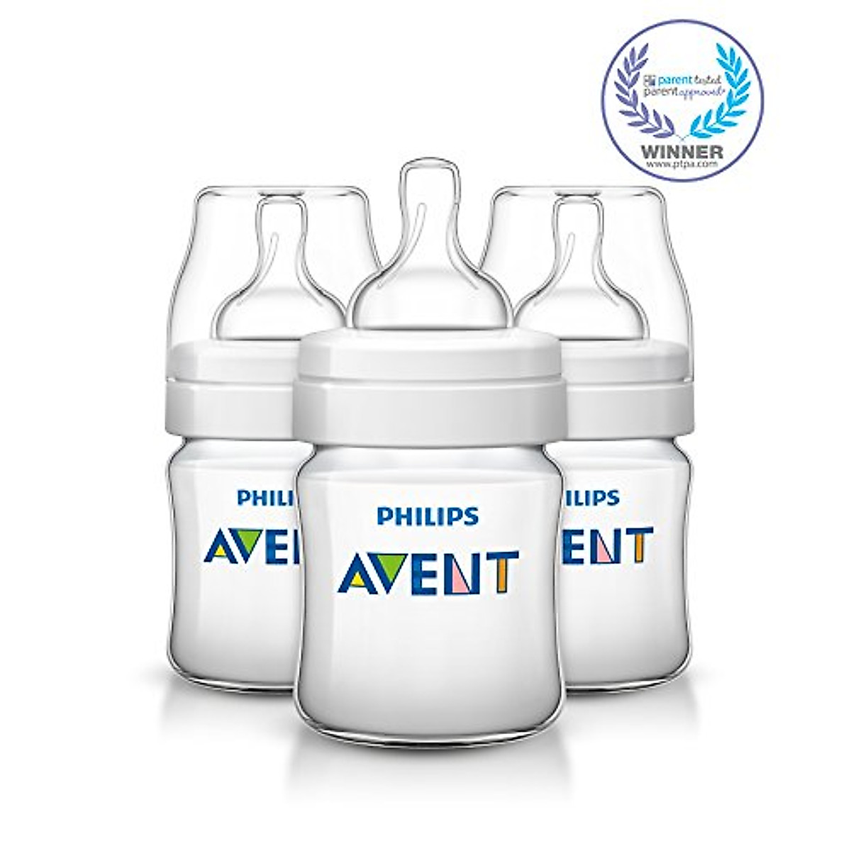 Philips Avent Anti-colic Baby Bottles Clear, 4oz, 3 Piece