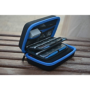 New 3DS XL Case, New 2DS XL Case, Deluxe Hard Protective Carrying Case for New Nintendo 3DS XL, 2DS XL - Fits AC Wall Charger, Travel Case with 16 Game Storage Holders - Blue