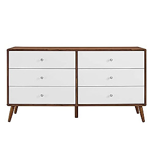 Modway Transmit 60" Particleboard Wood Dresser in Walnut/White