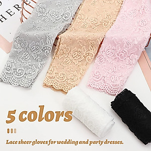 UV Protection Lace Arm Sleeves, Women's Floral Lace Sleeves Hollow Out Long Sunscreen Gloves Fingerless Driving Gloves (Black)