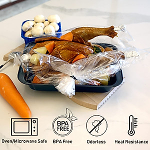 WRAPOK Oven Cooking Bags Small Size Roasting Baking Bag for Meats Ham Ribs Poultry Seafood on Thanksgiving, 10 x 15 Inch - 16 Bags Total(Pack of 2)