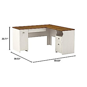 Bush Furniture Fairview L Shaped Desk in Antique White