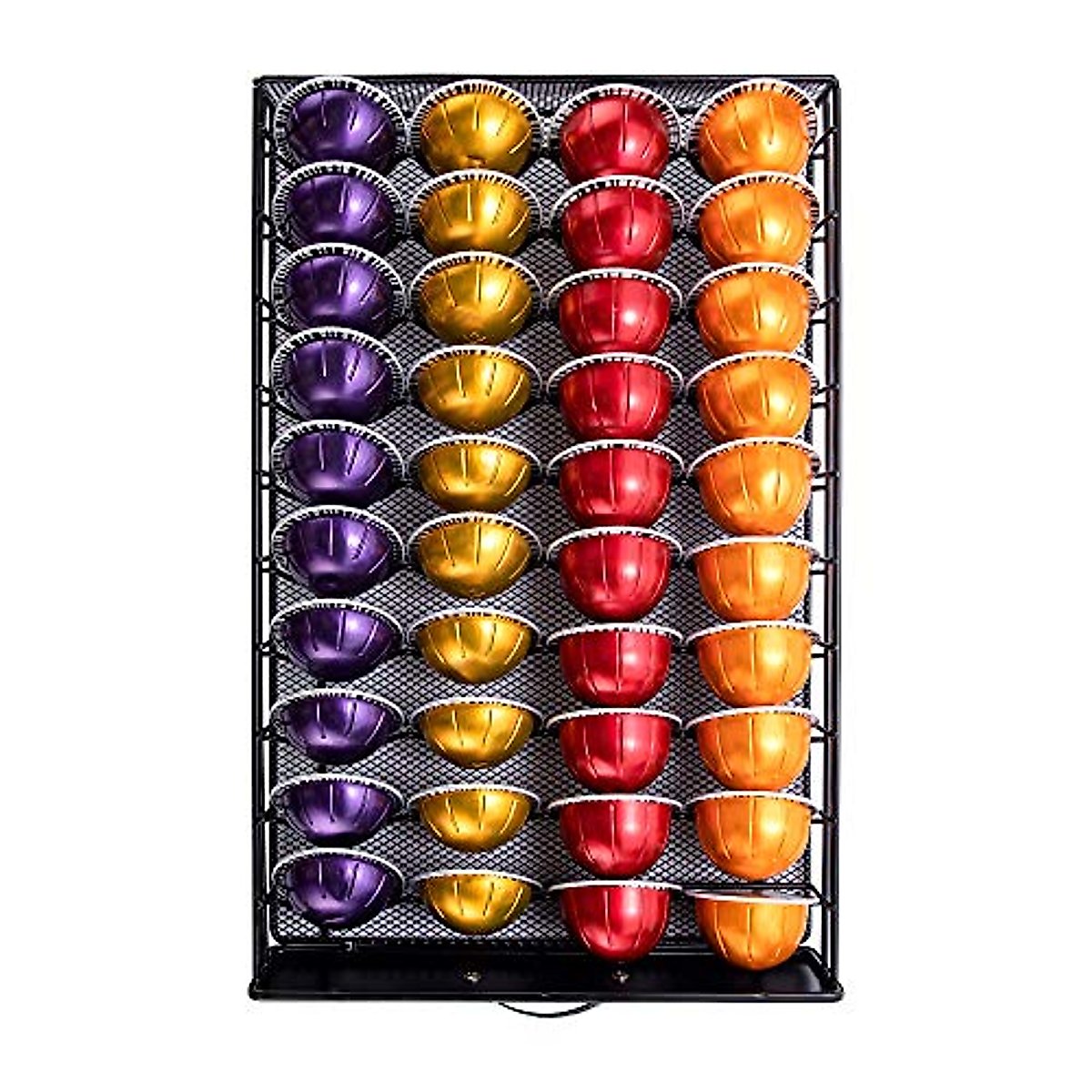 Rice rat Vertuo Capsule Holder Drawer for Nespresso With Glass For Cabinet Vertuoline Pod Storage Rack For Counter (Class-40 Pods（With handle）)