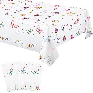 3 Pcs Butterfly Tablecloth Plastic Table Cloth Butterfly Decorations Rectangle Butterfly Table Cover Butterfly Party Decorations for Girls Birthday Wedding Spring Theme Party Supplies