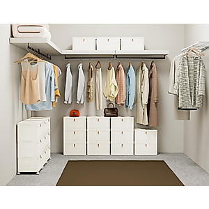 HOMIDEC Closet Organizers and Storage 70Qt 3 Pack Stackable Storage Bins with 1 Lid Closet Organizer Boxes for Clothes Foldable Storage Box for Clothes/Toys/Office Supplies/Snacks(Milky)