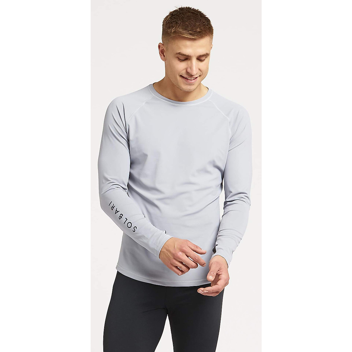 Solbari UPF 50+ Men's Sun Protection Long Sleeve Rashguard Aqua Sport Collection - Small - Cool Grey - UV Protection, Sun Protective