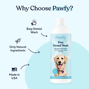 Pawfy Dog Breath Freshener with Advanced Dental Care Formula | Dog Teeth Cleaning & Mouthwash | Fix Stinky Dog Breath with Dog Water Additive | Canine Plaque and Tartar Remover for Dogs.