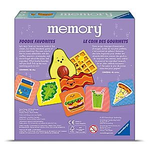 Ravensburger Foodie Favorites Memory Game - Quick & Engaging Matching Game | Enhances Focus & Memory Skills | Fun Food Illustrations | Ideal for Kids and Family Fun