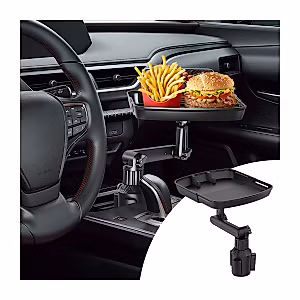 Car Cup Holder Tray Table, Cup Table Holder for Car Drink Holders Tray, 360º Adjustable with Rotating Arm Phone Slot, Non-Slip Stretchable Car Tray for Eating, Cup Table Holder for Car