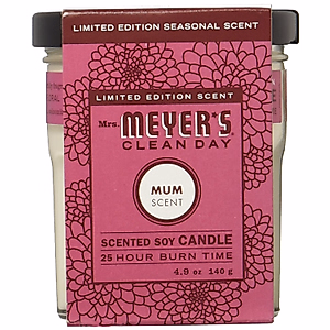 Mrs. Meyer’s Clean Day Scented Soy Candle, Mum Scent, 4.9 Ounce Candle (4.9 Ounce, Pack of 1)
