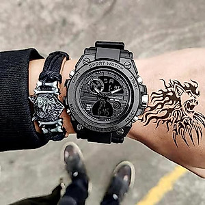 Yihou Men's Military Watch Outdoor Sports Electronic Watch Tactical Army Wristwatch LED Stopwatch Waterproof Digital Analog Watches