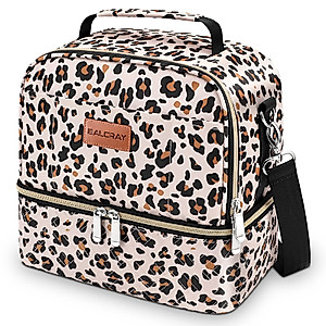 BALORAY Lunch Bag Women Men, Double Deck Lunch Box Insulated Lunch Bag for Adults Work Office Picnic, Leakproof Cooler Bag with Adjustable Shoulder Strap