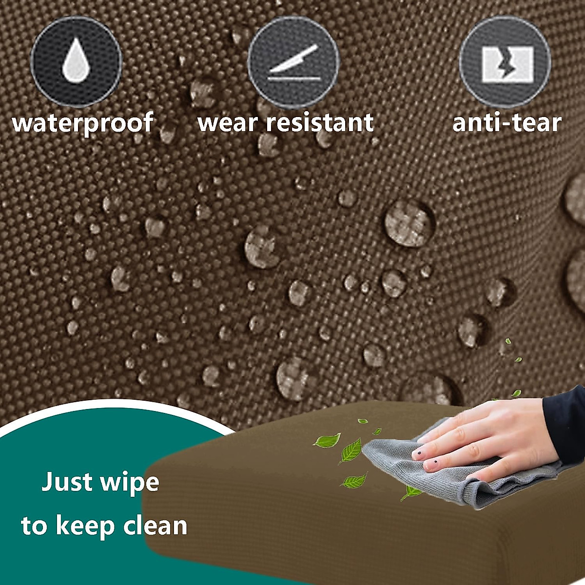 FLYMEI Patio Cushion Covers 25x27x5 Waterproof Outdoor Cushion Cover Replacement 4Packs Outdoor Seat Cushion Slipcover for Rattan Chair Sofa, Taupe