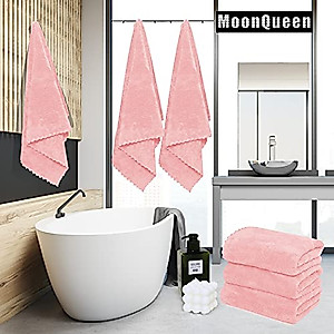 MOONQUEEN 2 Pack Premium Bath Towel Set - Quick Drying - Microfiber Coral Velvet Highly Absorbent Towels - Multipurpose Use as Bath Fitness, Bathroom, Shower, Sports, Yoga Towel (Pink)
