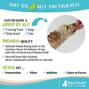 Raw Paws Chicken Hearts Treats, 4 oz - All Natural Freeze Dried Dog Cat Ferrets Food Topper - High Protein Pet Treats - Taurine Source - Grain Free