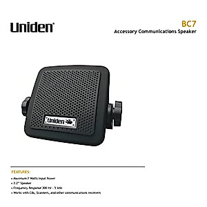 Uniden (BC7) Bearcat 7-Watt External Communications Speaker. Durable Rugged Design, Perfect for Amplifying Uniden Scanners, CB Radios, and Other Communications Receivers.